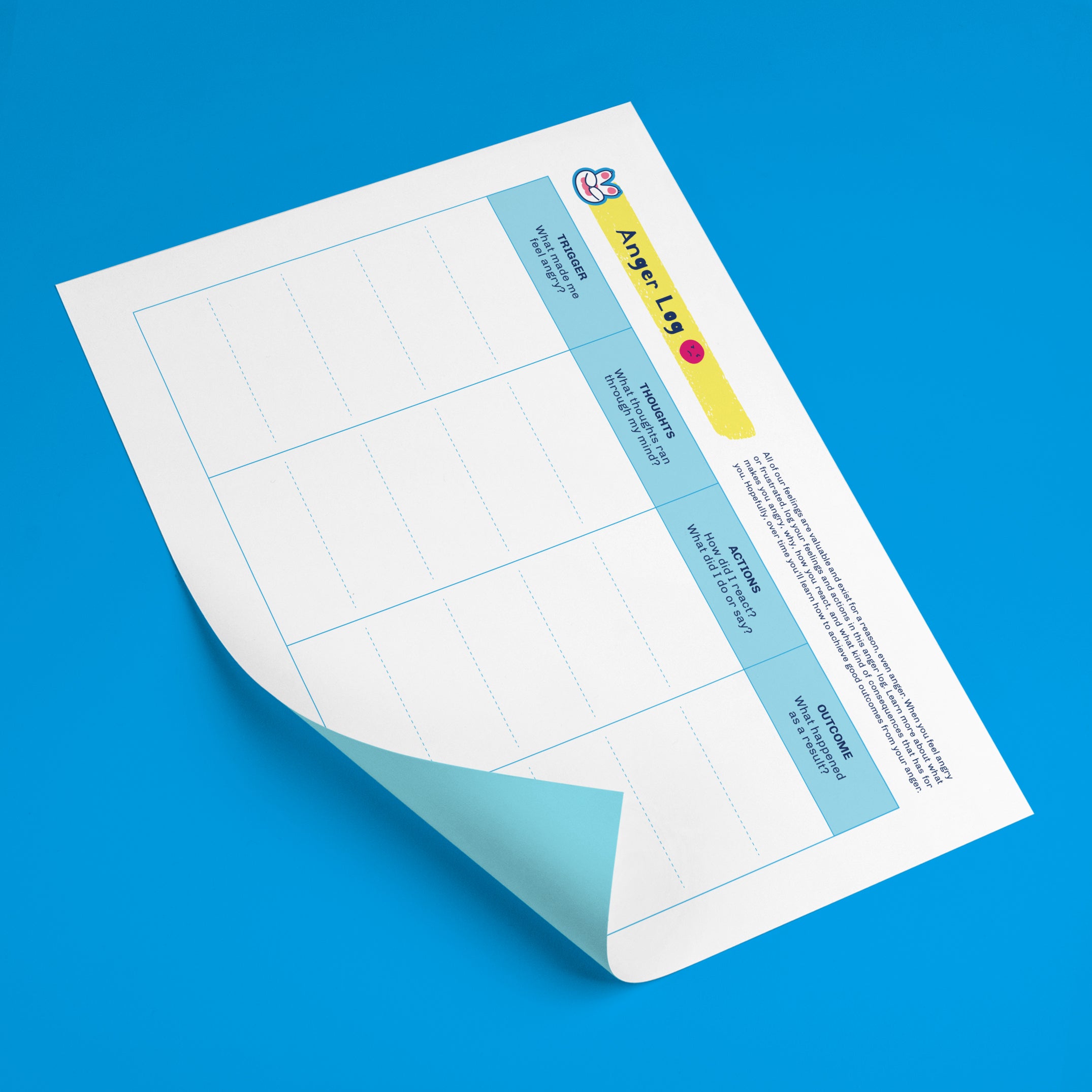 Anger Log Printable Worksheet - Observe Anger Without Shame